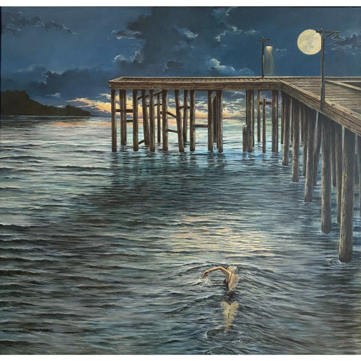 "Swimmer and Pier" – Wallack Galleries