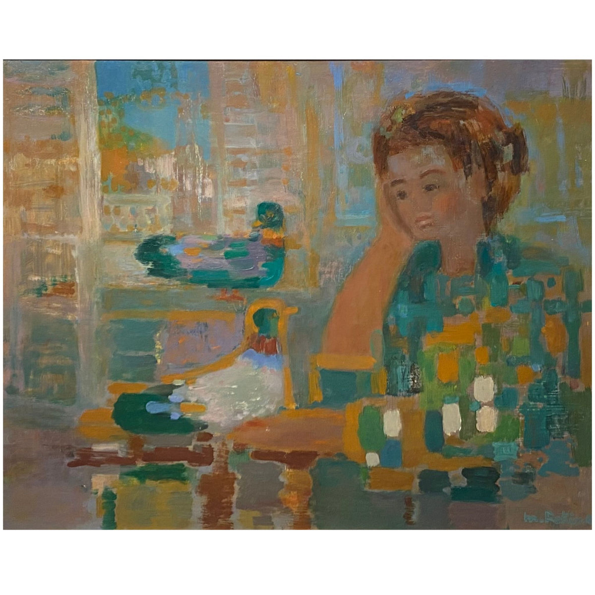 "Woman With Two Pigeons" – Wallack Galleries